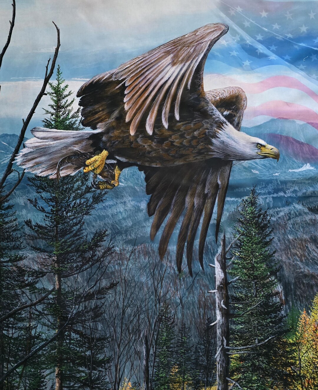 Eagle Fabric Panel by Kevin Daniels for David Textiles. Measures 36 X ...
