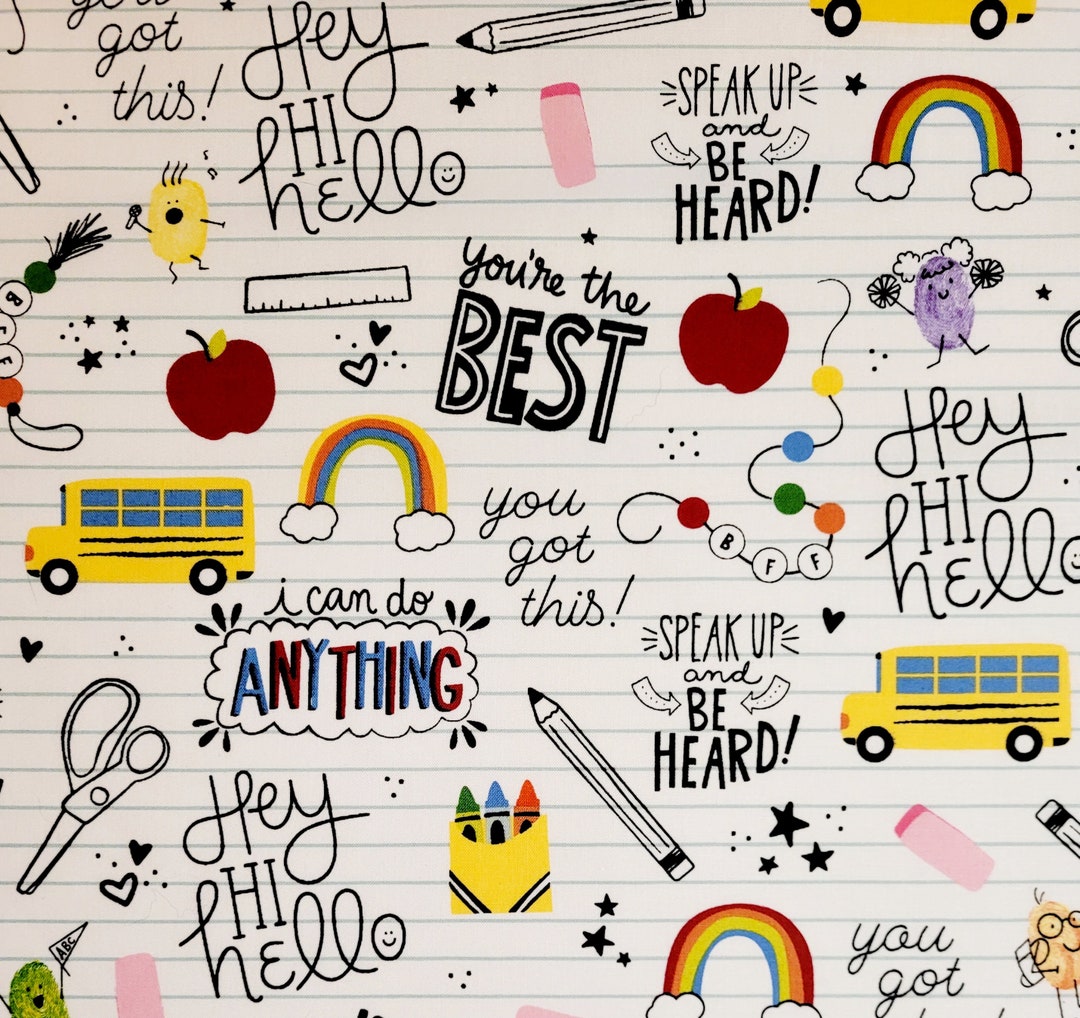 School Fabric by Brother Sister Design B98-CMH. Fabric by the Yard and ...