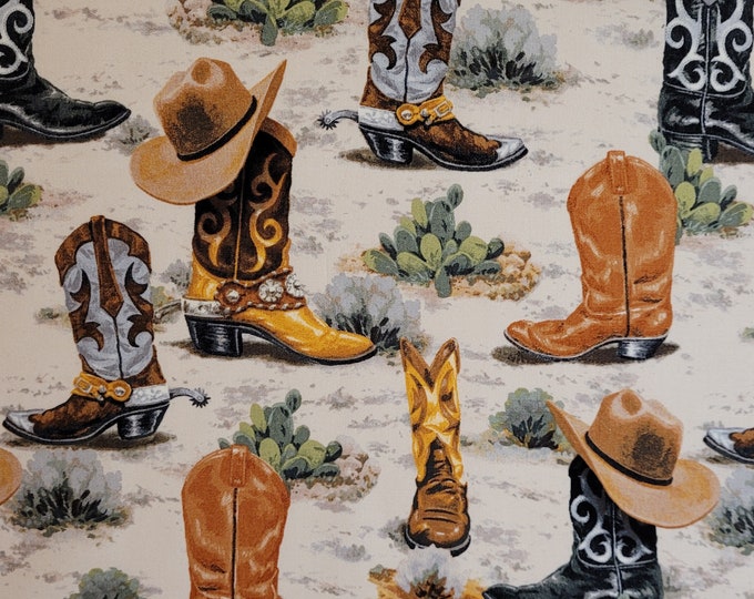 Cowboy Boot Fabric by Brother Sister Designs B101-CAFE-P058. Fabric ...
