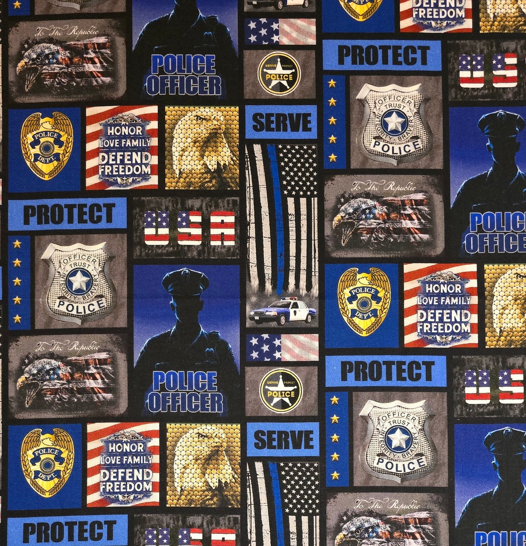 Police Fabric by Sykel Enterprises # 1339PD. Fabric by the Yard and ...