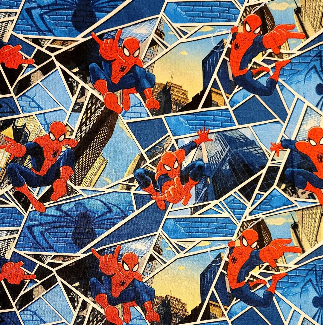 Spiderman Fabric, Blue, by Marvel for Springs Creative. Pattern CP52280 ...