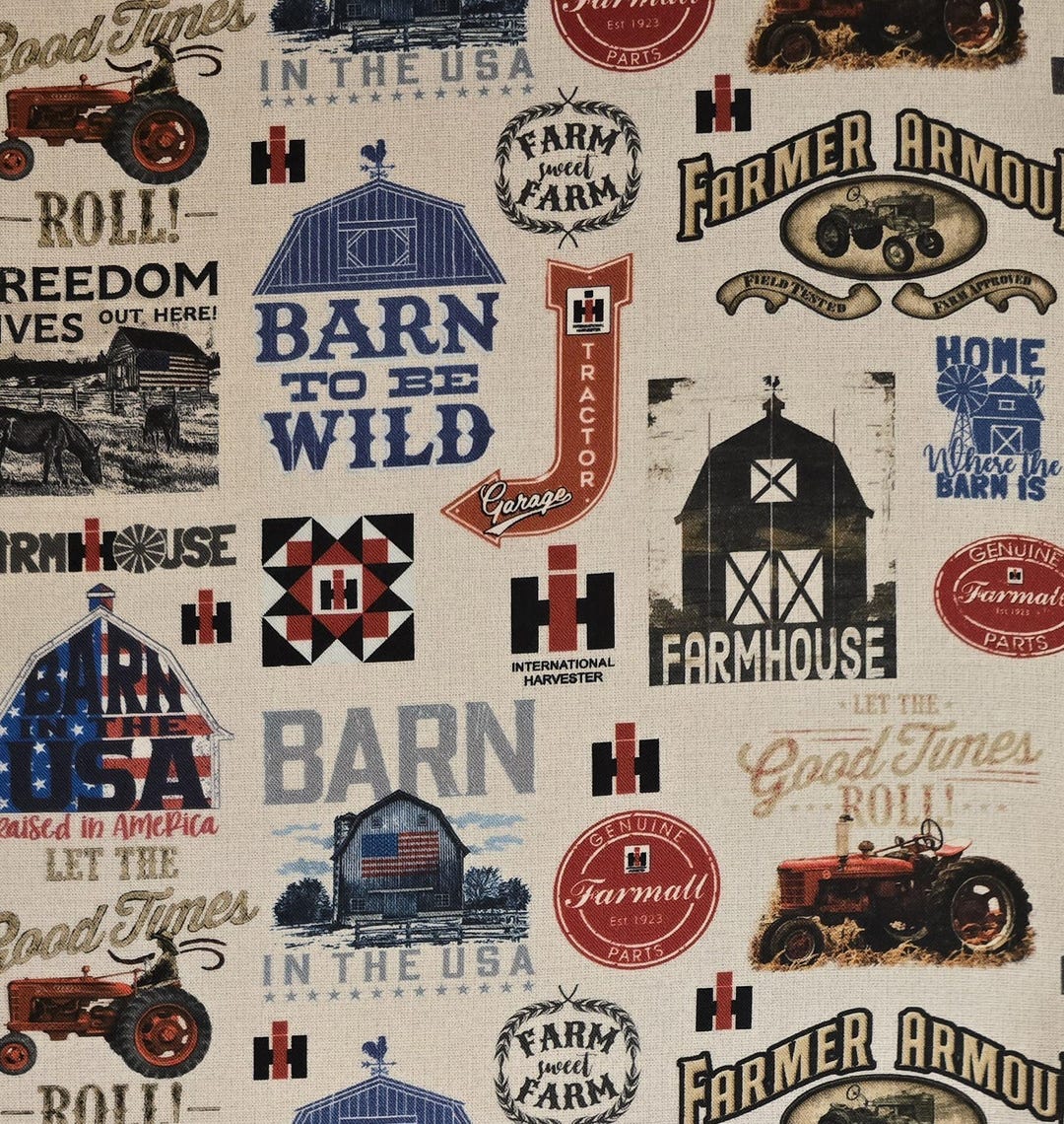 Red Tractor Fabric, by Sykel, #10526. Fabric Sold by the Yardage and ...