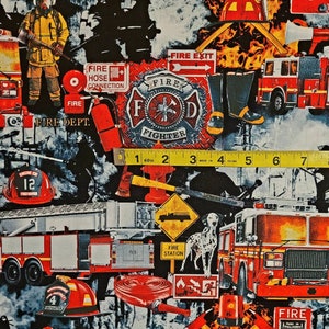 Firetruck Fabric for Timeless Treasures, Fabric by the Yard, Half Yard ...
