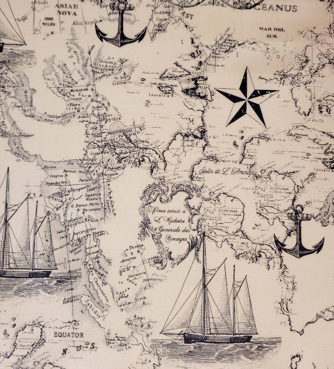 Nautical Fabric by Brother Sister Designs Pattern B73-W-P17. - Etsy