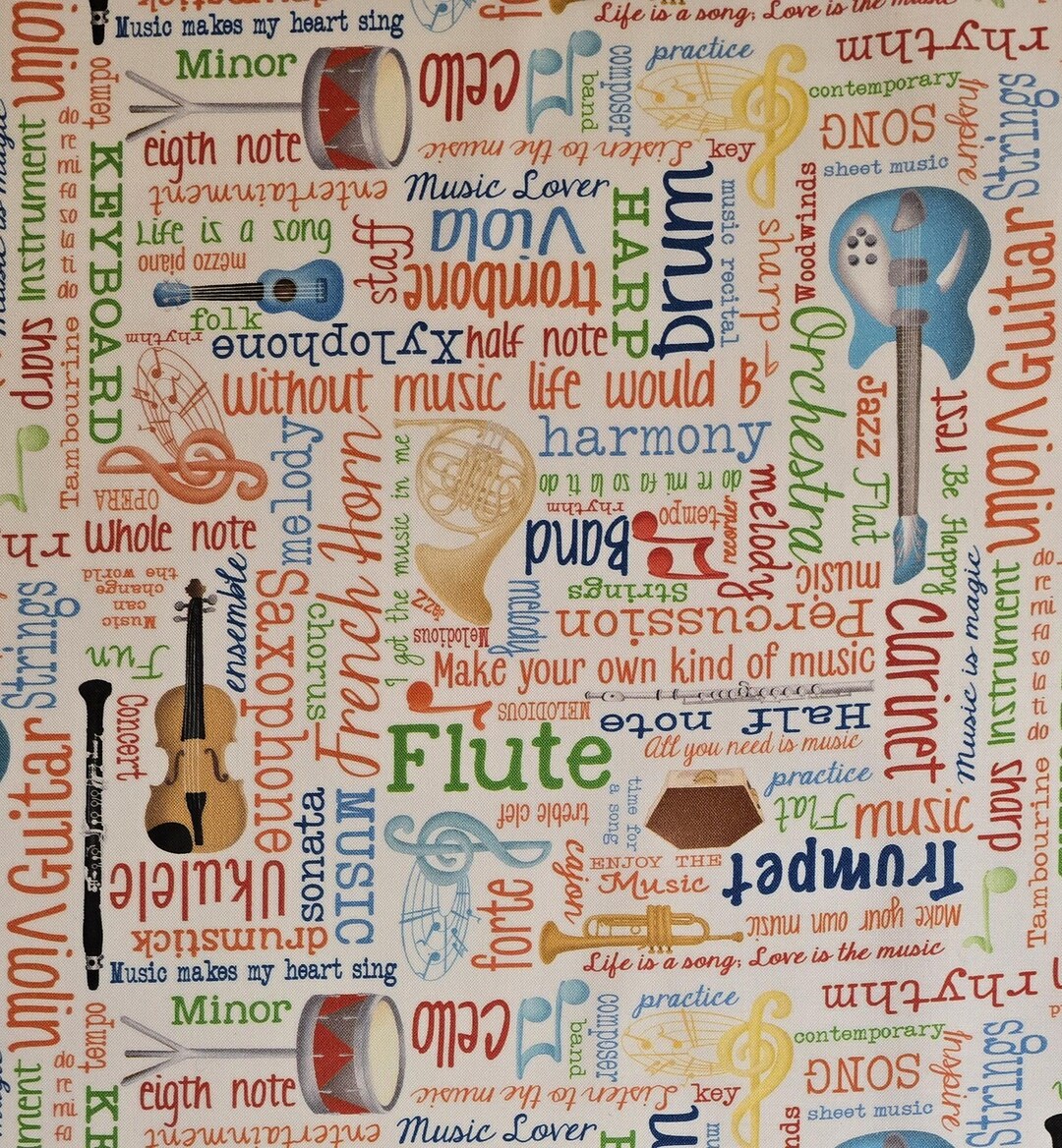 Making Music Fabric by Benartex Music Words#14769. Fabric by the Yard ...