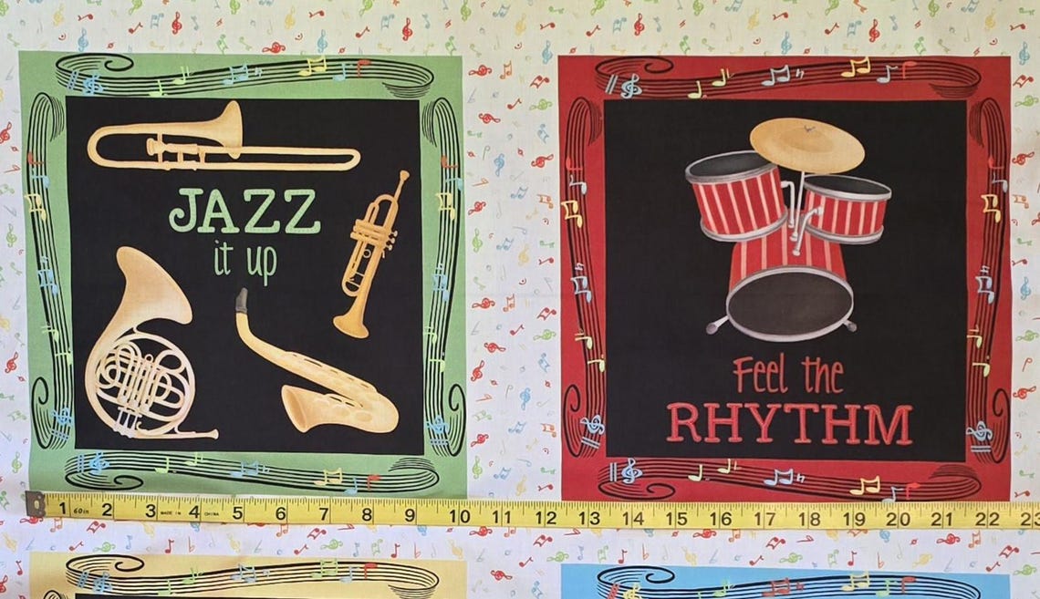 Making Music Fabric Panel by Benartex Music Panel#14765. Measures 28 X ...