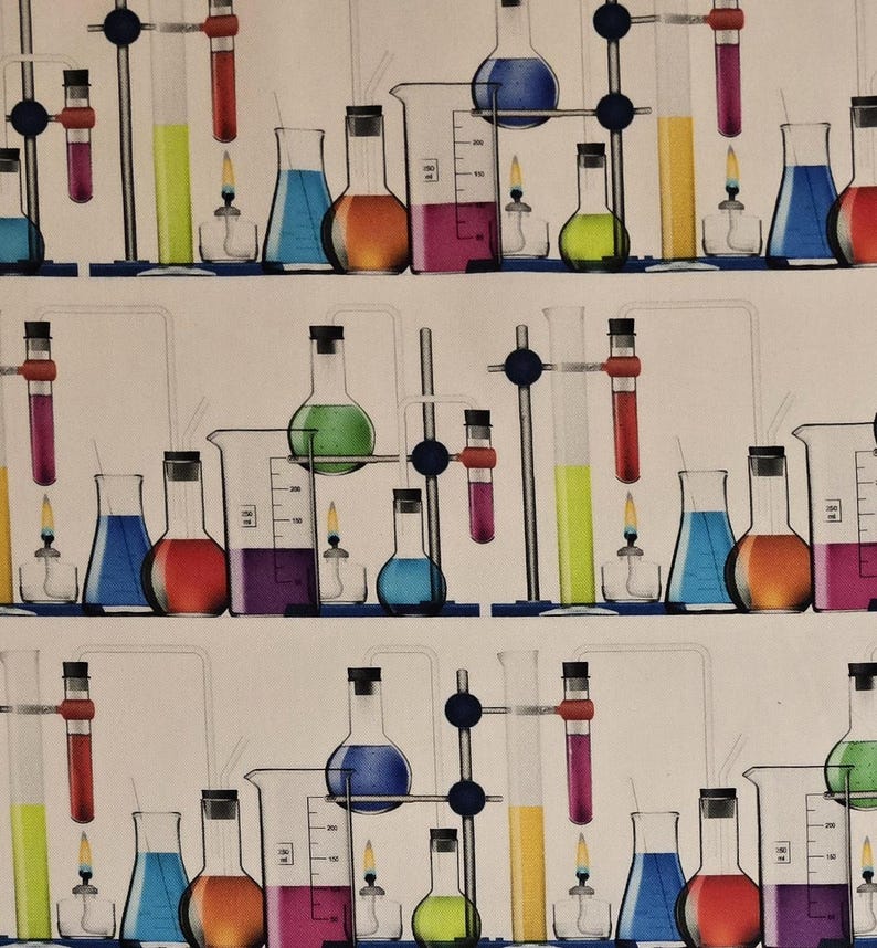 Science Fair Fabric, Science Beakers, by Robert Kaufman #19090 Fabric ...