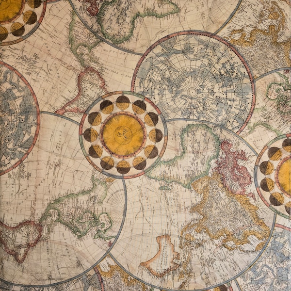 Ocean Map Fabric - Etsy