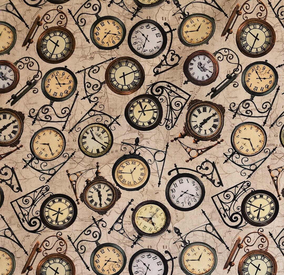 Clock Fabric, "hurry Up" by Michael Miller, #CX11584 Fabric by the Yard ...