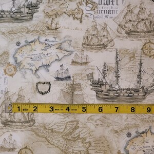 Nautical Fabric, Treasure Map, by Greta Lynn for Kanvas. Fabric by the ...