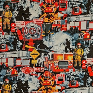 Firetruck Fabric for Timeless Treasures, Fabric by the Yard, Half Yard ...