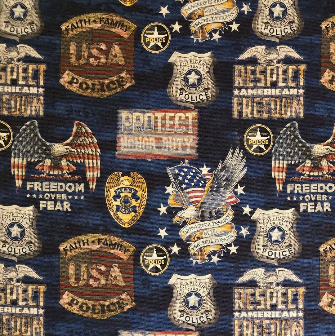 Police Fabric by Sykel Enterprises # 1338PD. Sold in Multiple Yardage ...