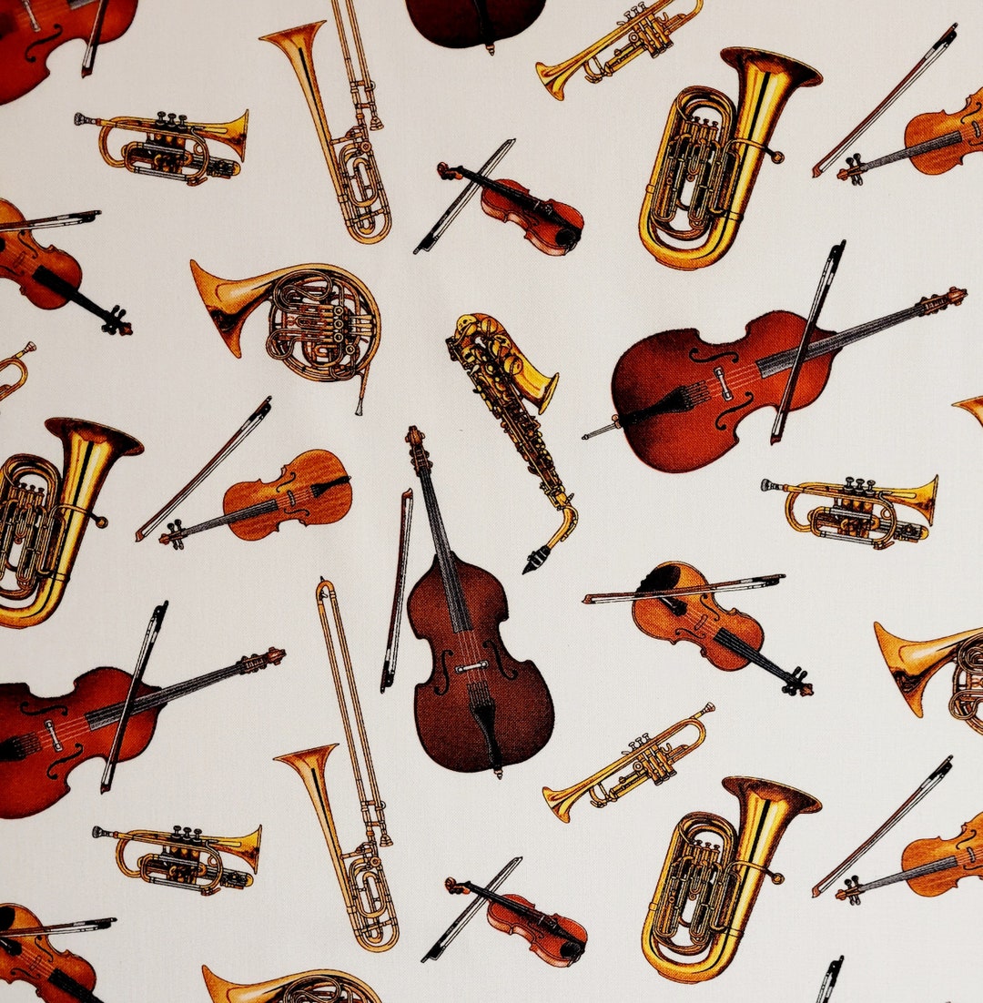 Music Fabric by Elizabeth's Studio # 649. White Background. Fabric by ...