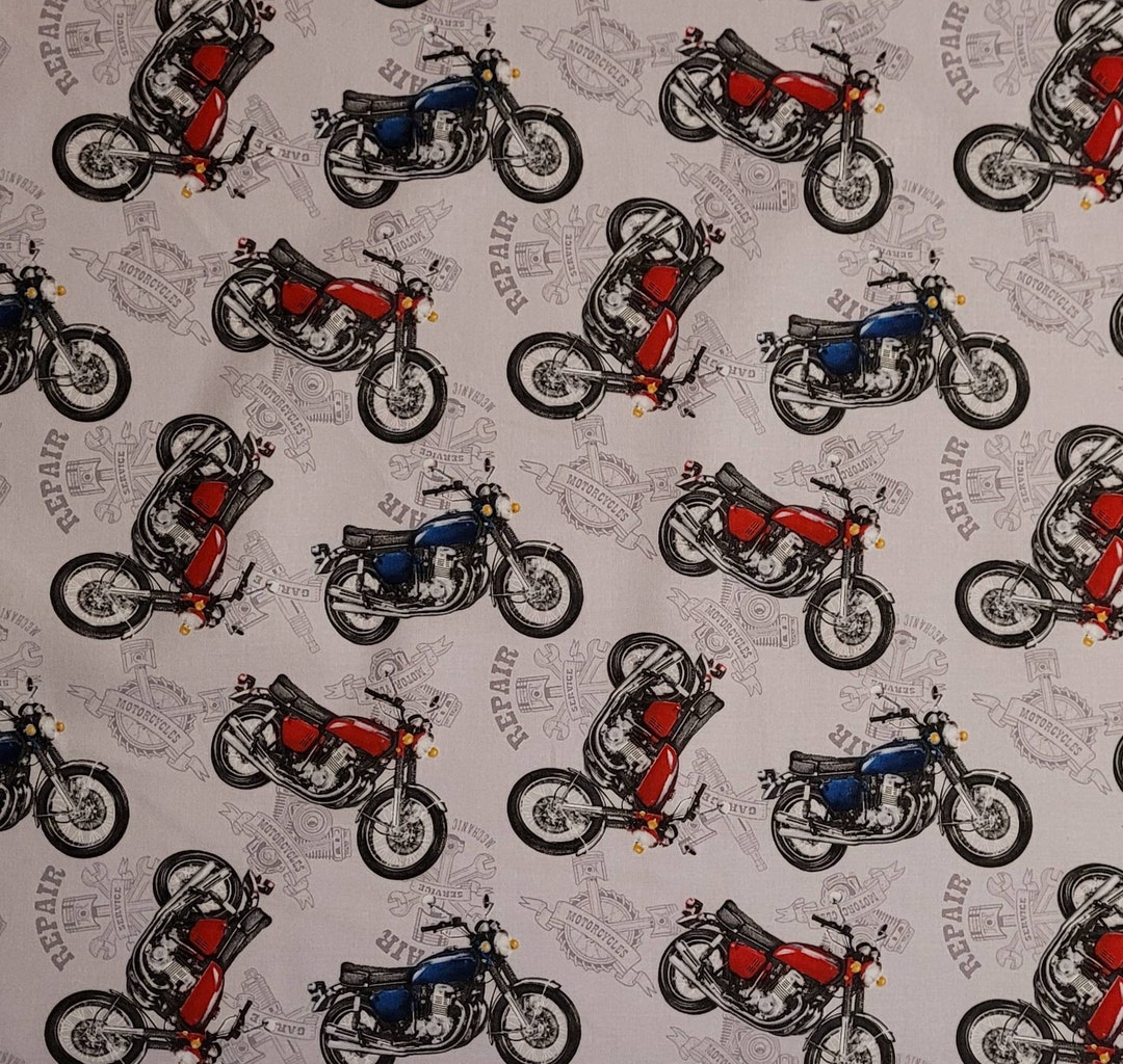 Motorcycle Fabric, My Tools My Rules by Henry Glass. #513 Fabric by the ...