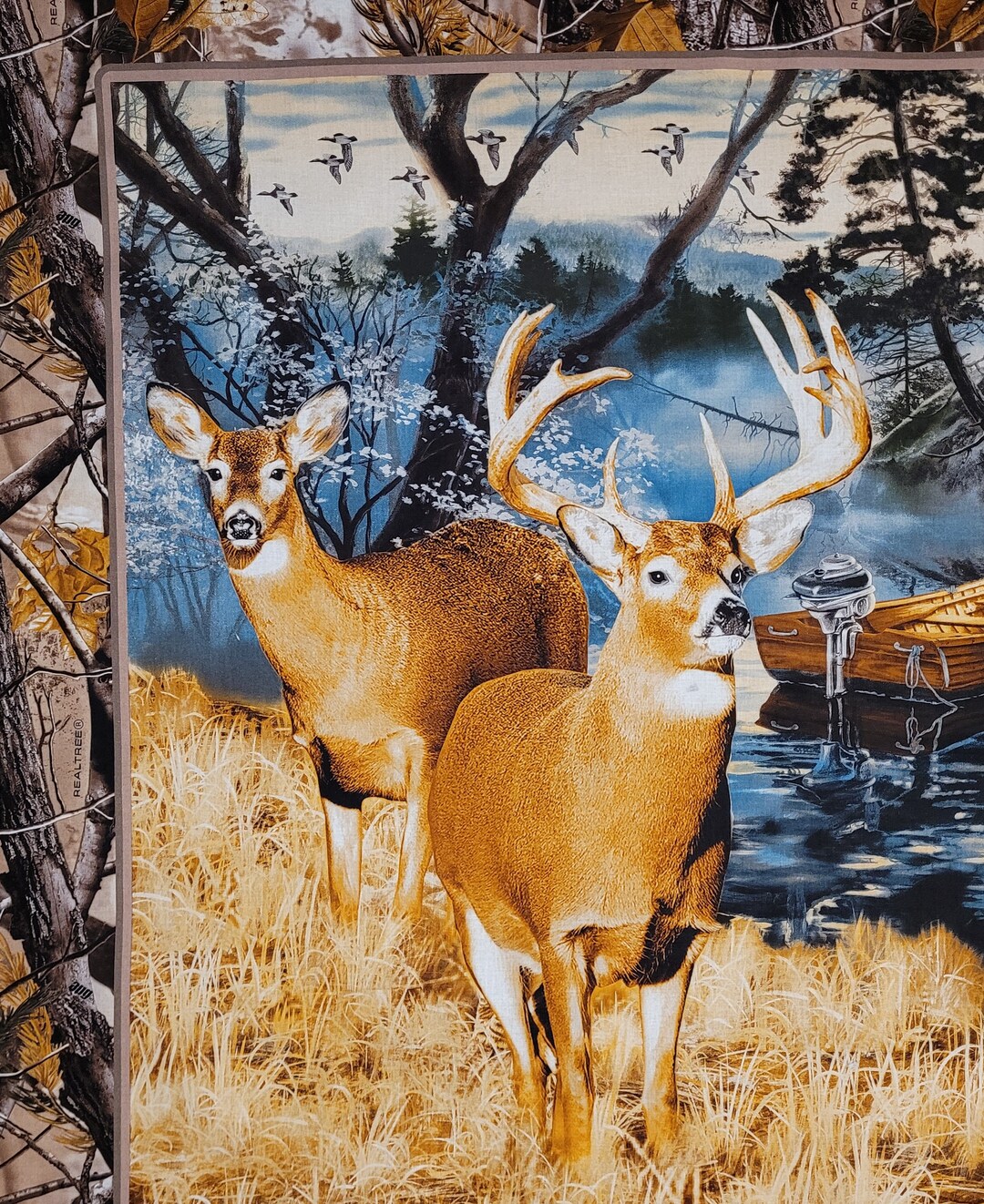 Deer Fabric Panel, Lakeside Sunset. Measures 36 X 42 1/2. Fabric Panels ...