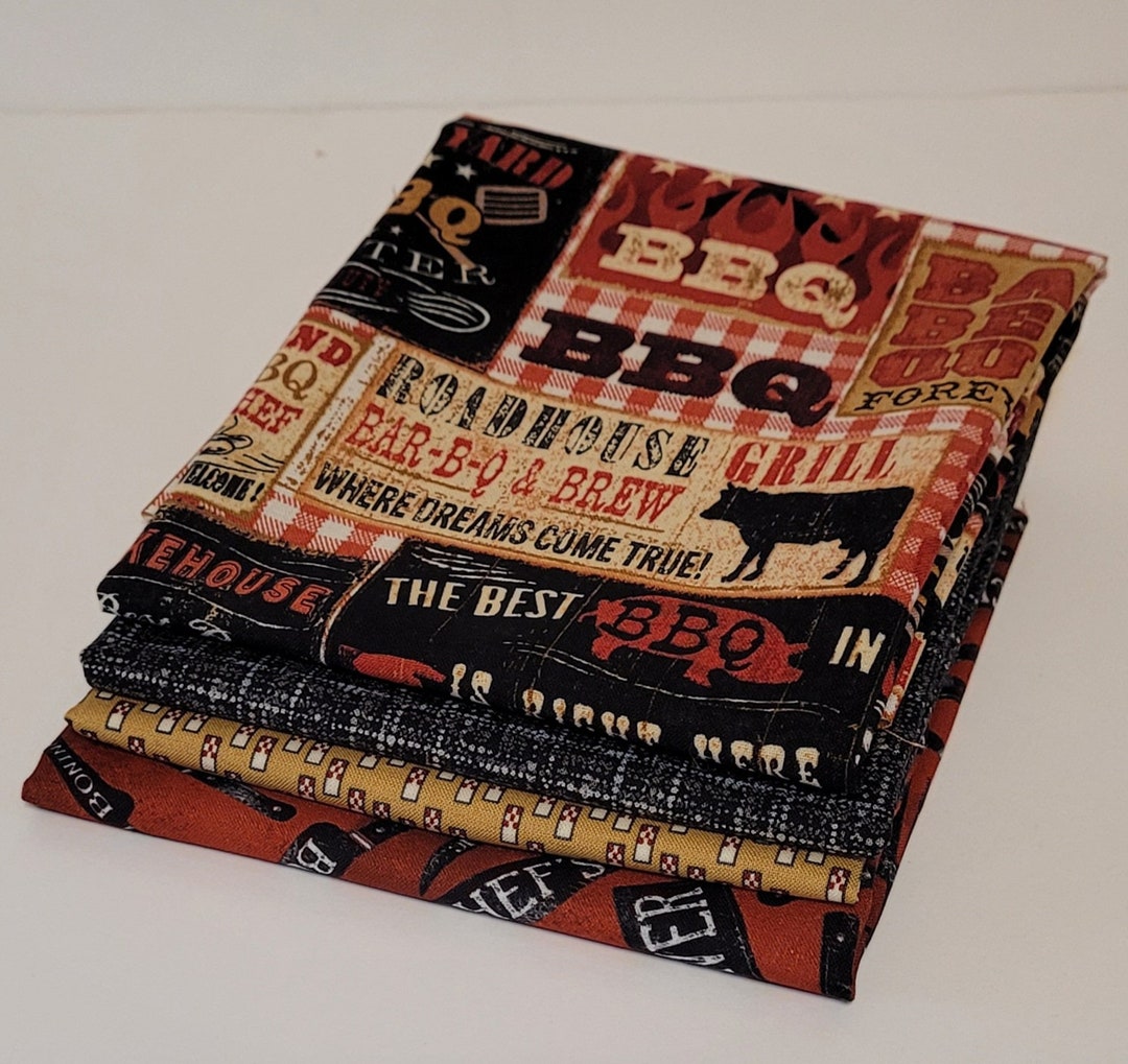 Barbecue Fabric Bundle, 4 Fabrics in Fat Quarters and 1/2 Yard Bundles ...