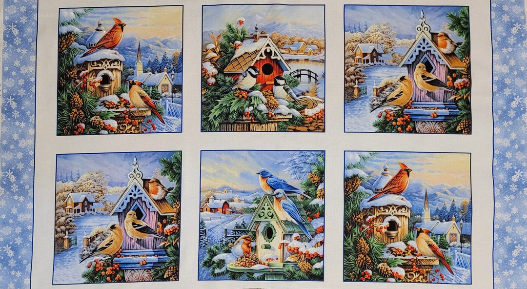 Bird Fabric, Winter Song Panel by Oleg Gavrilor for Elizabeth's Studio ...