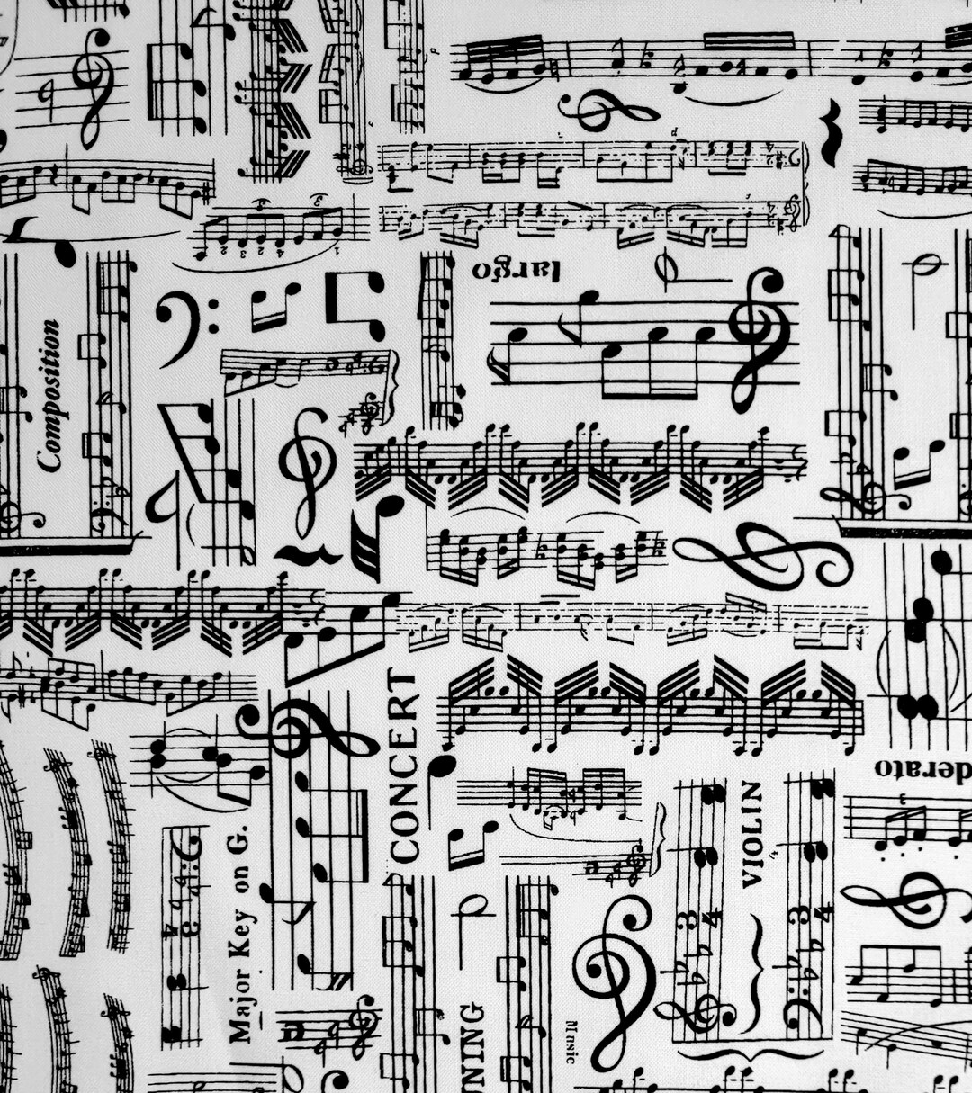 Music Notes Fabric, Black & White by Timeless Treasures, MUSIC-C7584 ...