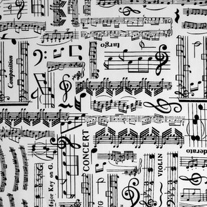 Music Notes Fabric, Black & White by Timeless Treasures, MUSIC-C7584 ...