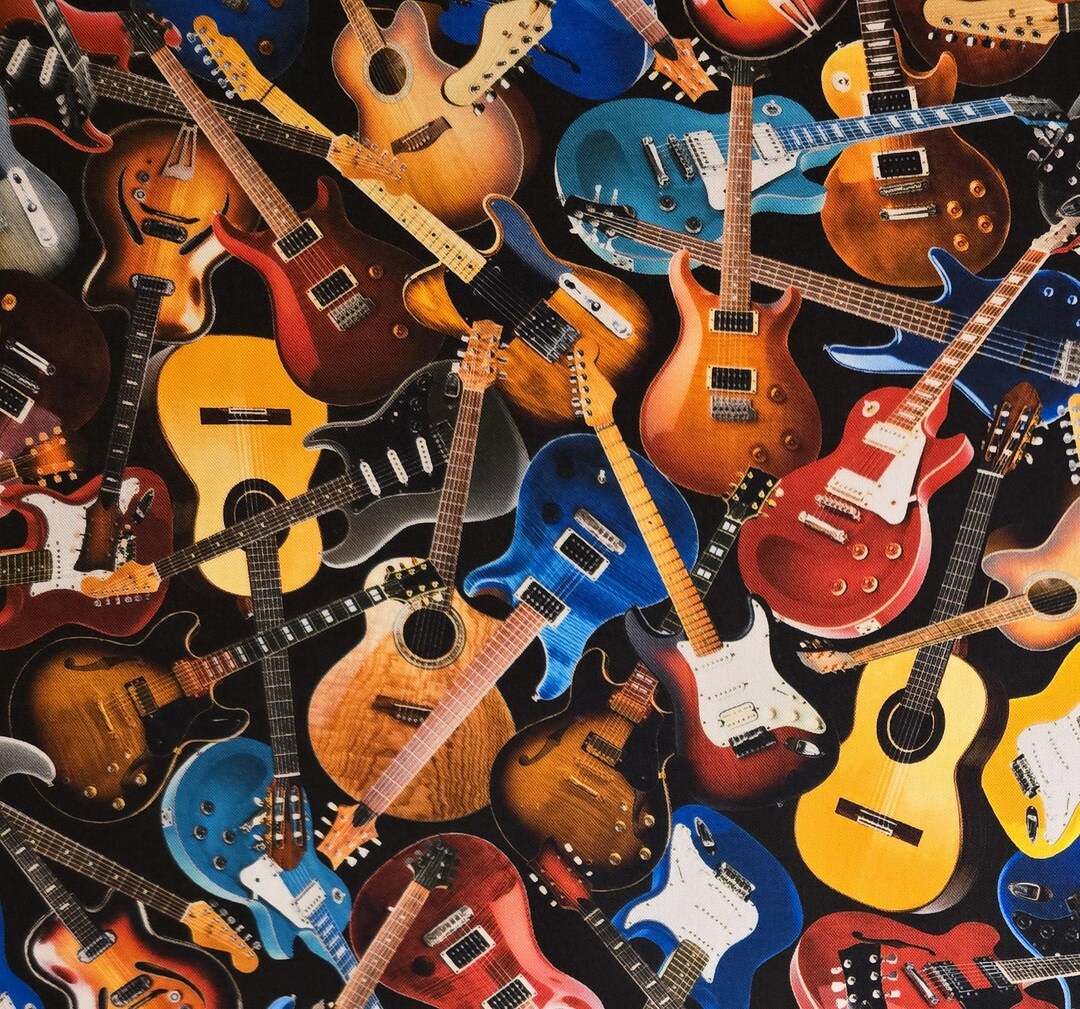 Guitars Tossed by Timeless Treasures, Pattern # CD3359. Fabric by the ...
