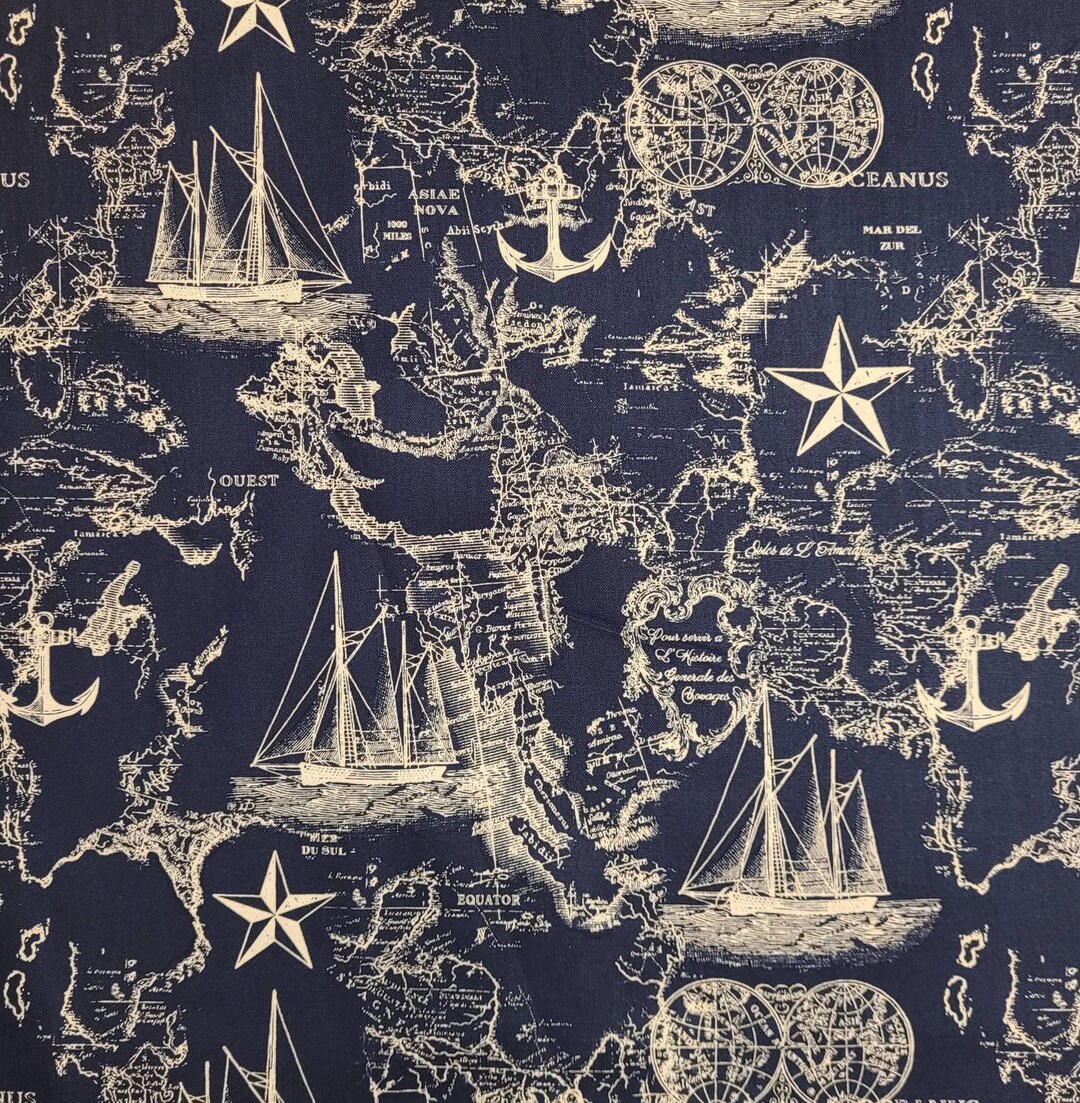 Nautical Fabric by Brother Sister Designs #B73-W-P17N. Fabric by the ...