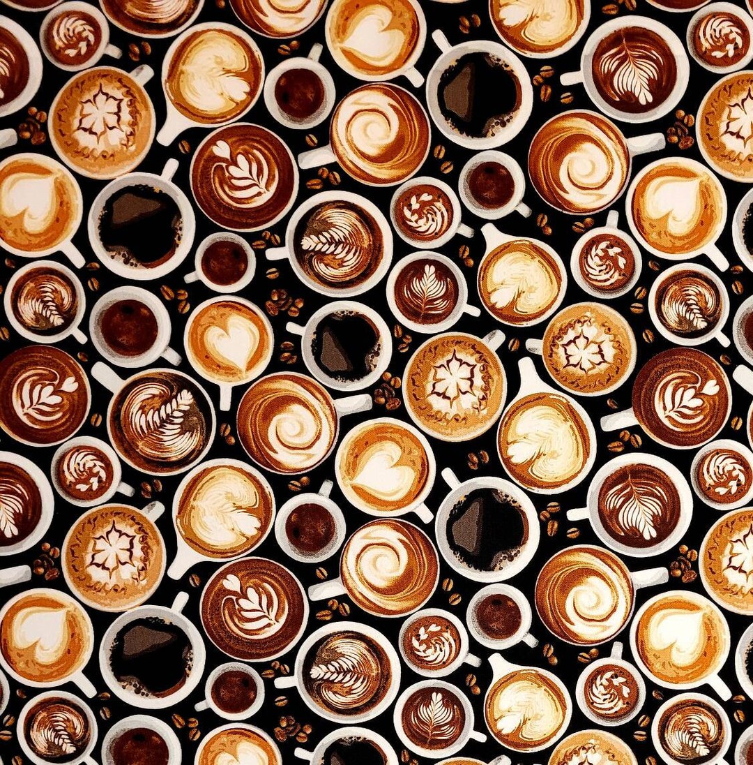 Coffee, Black by Timeless Treasures C7257. Fabric by the Yard, Half ...