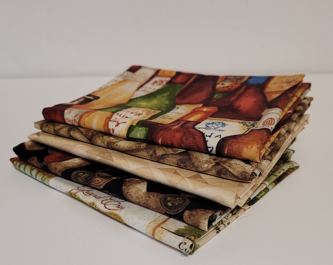 Wine Fabric Bundles, 5 Different Fabrics, 5 Fat Quarters or 5 Half ...