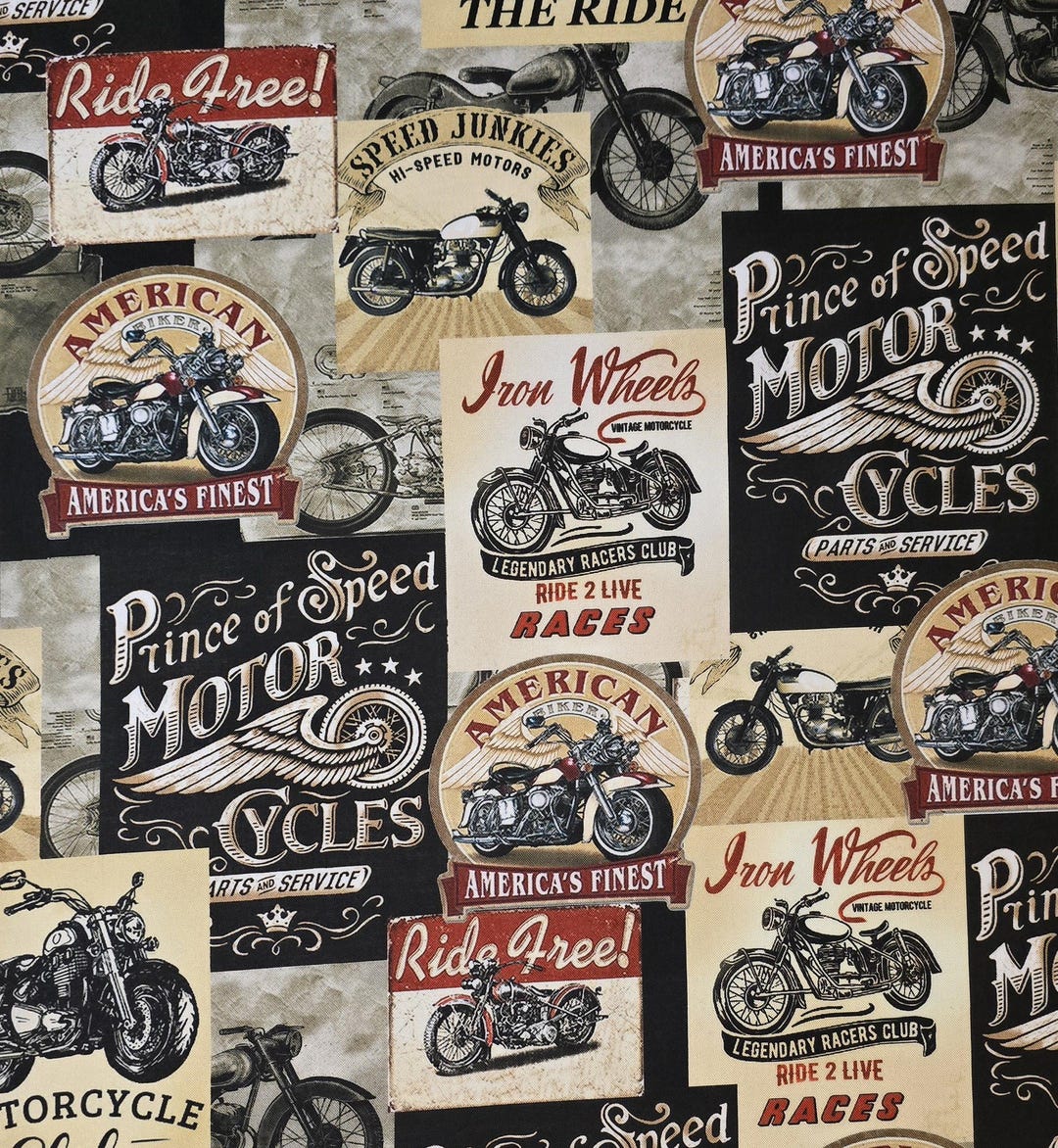 Motorcycle Fabric by Timelesstreasures. FUN-CD8049. Sold by the Yardage ...