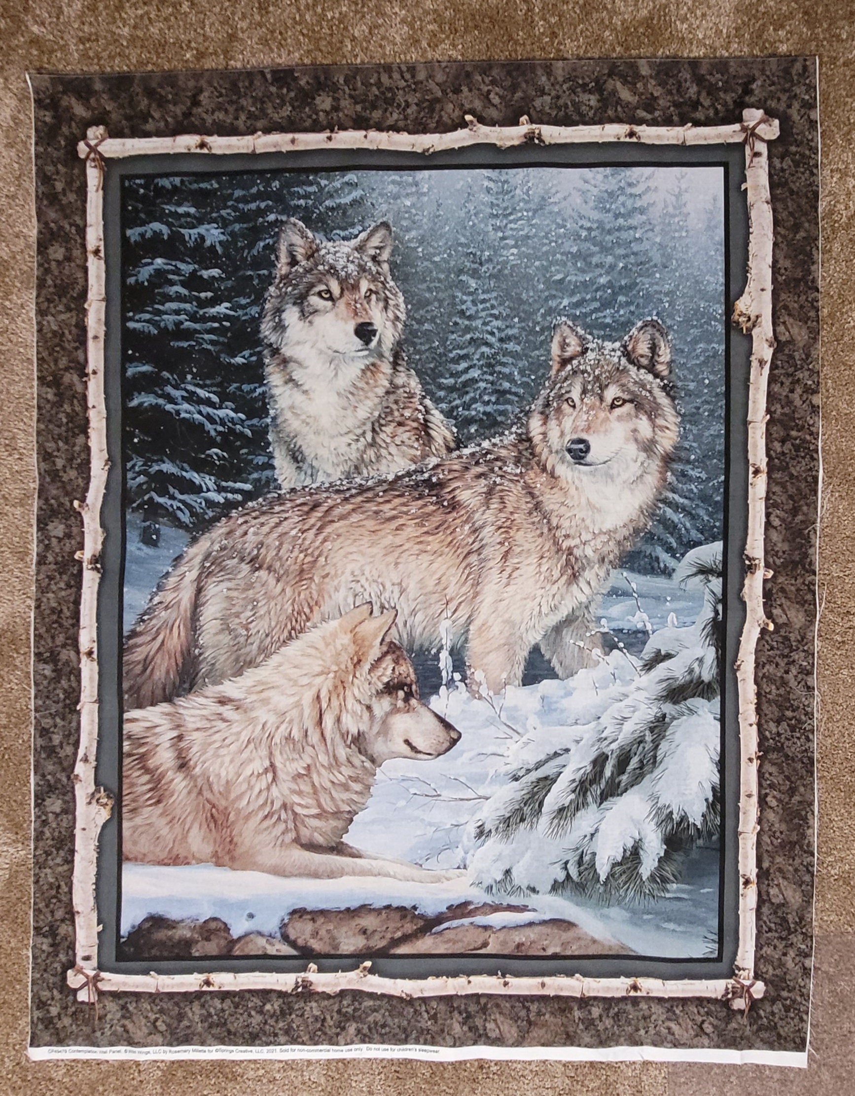 Wolf Quilt Pattern Cotton Panels