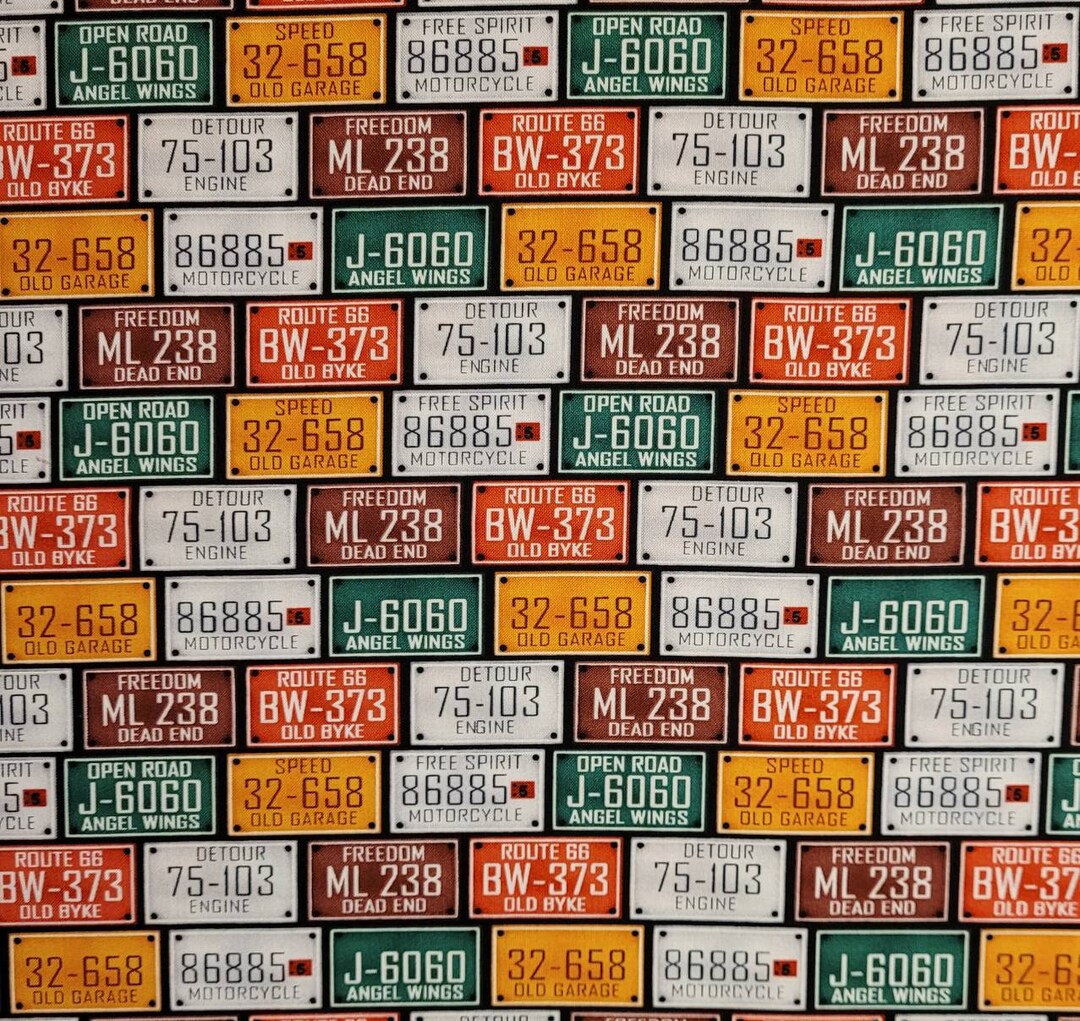 License Plate Fabric, My Tools, My Rules by Henry Glass&co. #515 Fabric ...