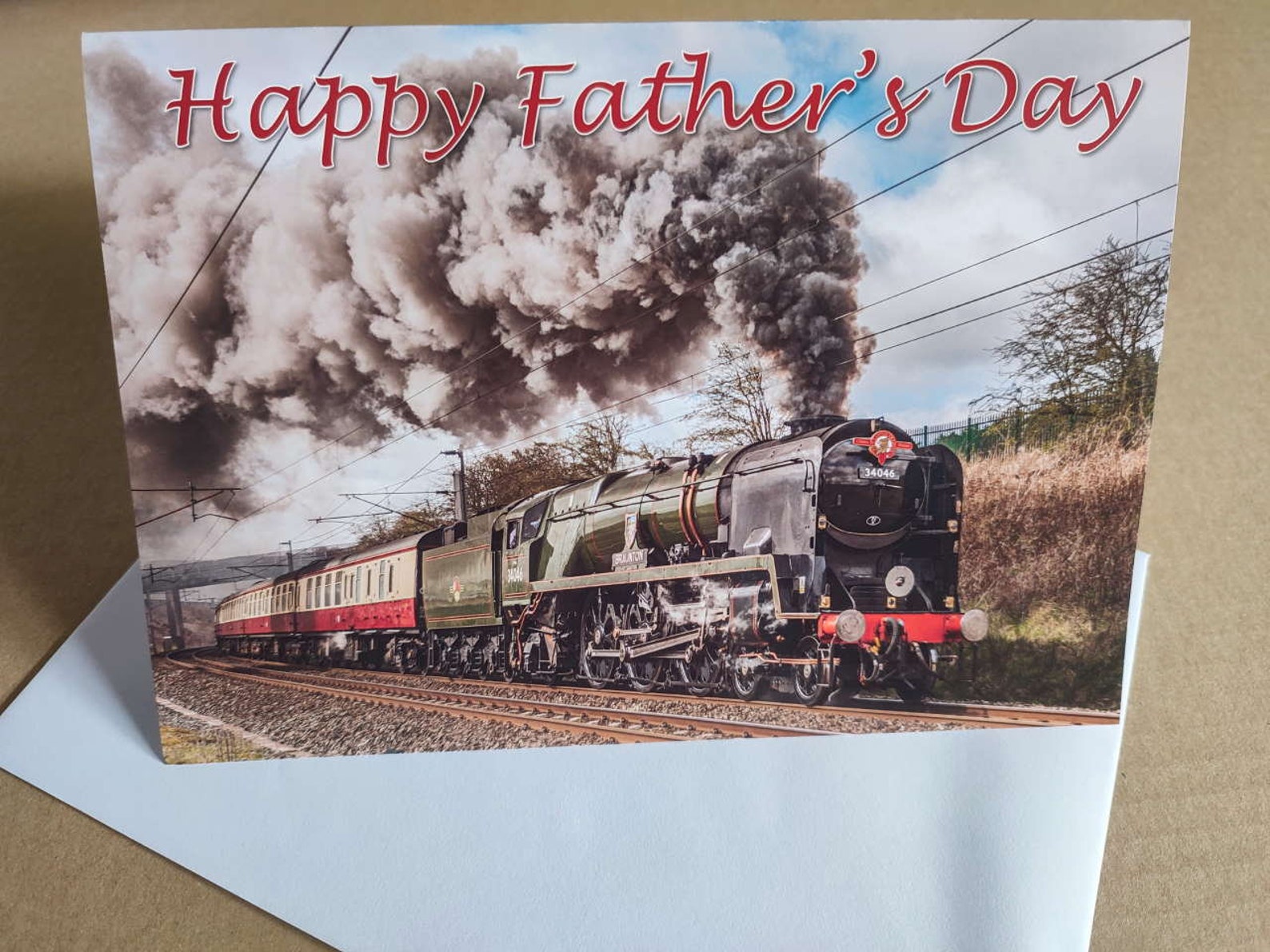 Steam Locomotive Father’s Day Card – 34046 Braunton Heading for ...