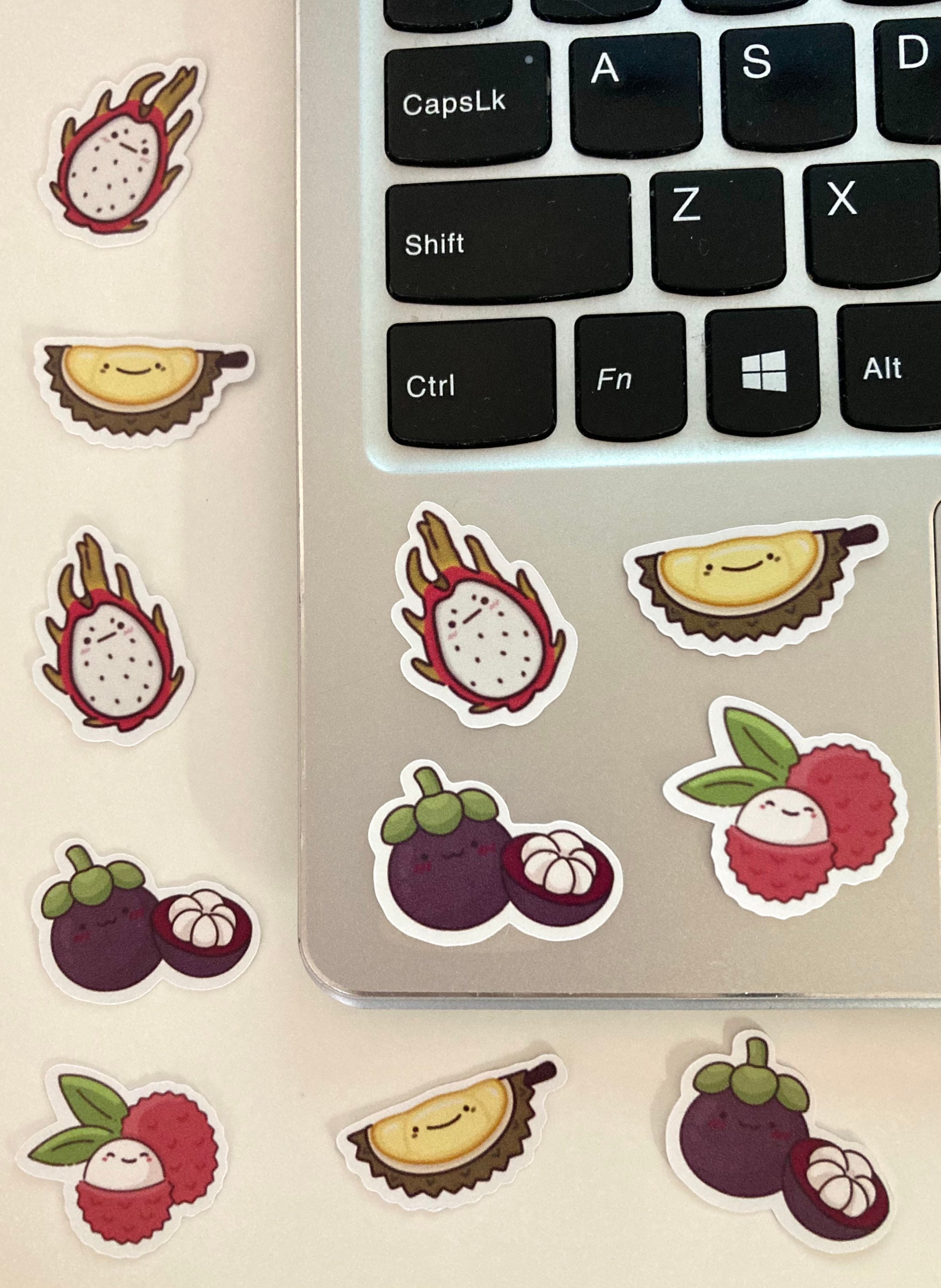 Exotic Fruit Sticker Sheet | Durian, Mangosteen, Lychee, Dragonfruit ...