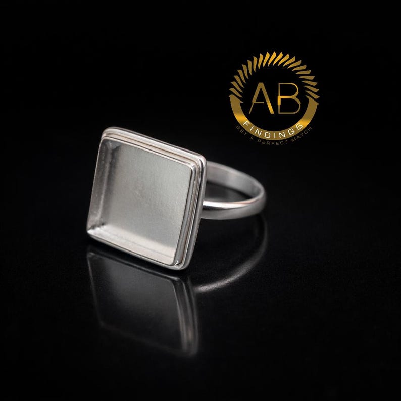 Anillo en forma de copa con bisel cuadrado de plata esterlina: engaste ...