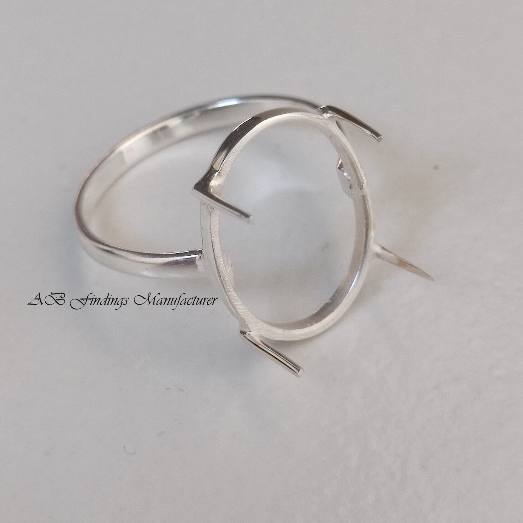 Oval Prong Ring Setting Sterling Silver: Cabochon Jewelry Making ...