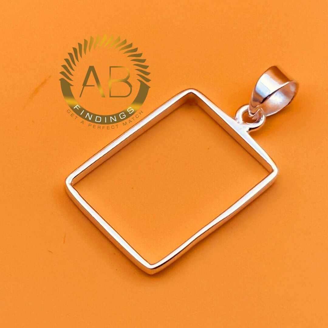 Sterling Silver Rectangle Bezel Pendant: Resin Jewelry Making, 8x10mm ...