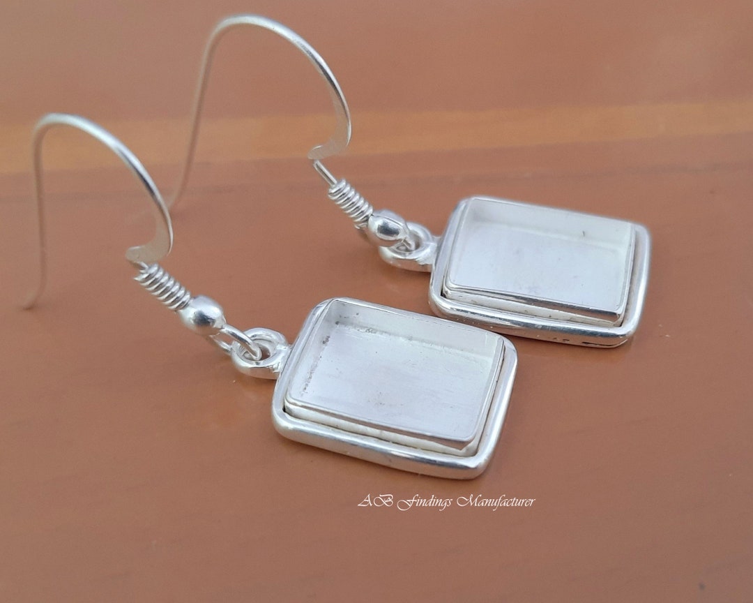 Sterling Silver Rectangle Earring Settings: Handmade DIY Jewelry ...