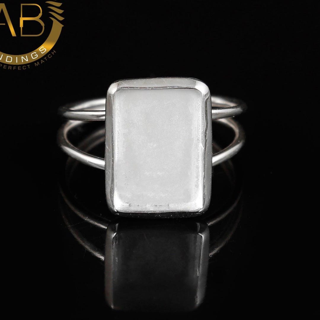 Sterling Silver Rectangle Bezel Blank Ring Setting: Wholesale DIY ...