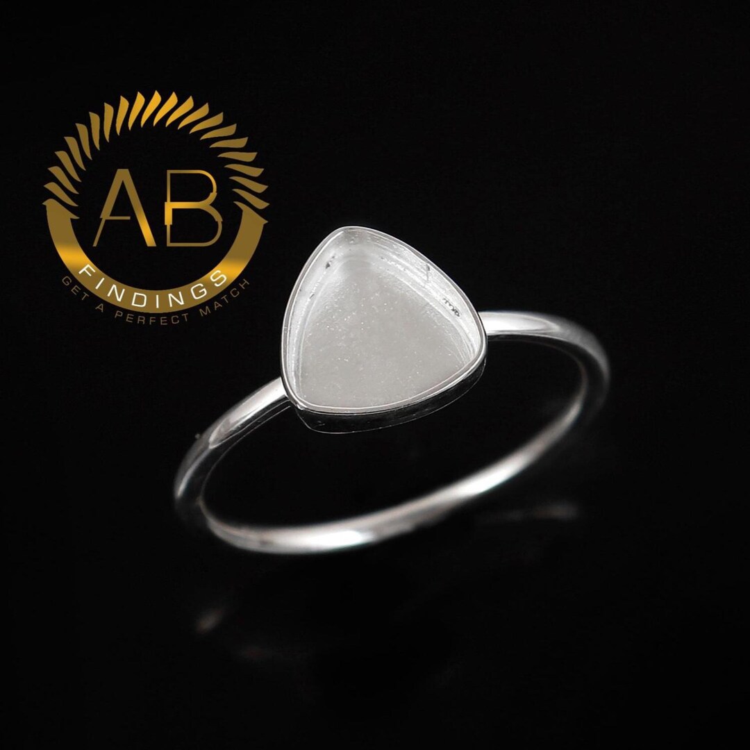 Sterling Silver Triangular Bezel Ring Setting: Smooth Band, DIY Jewelry ...