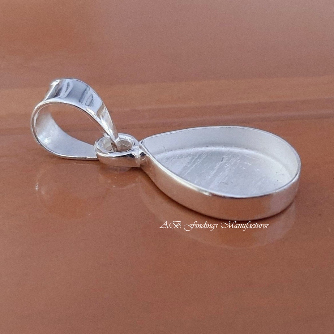 Keepsake 925 Sterling Silver Pear Shape Blank Bezel Cup Pendant Setting ...