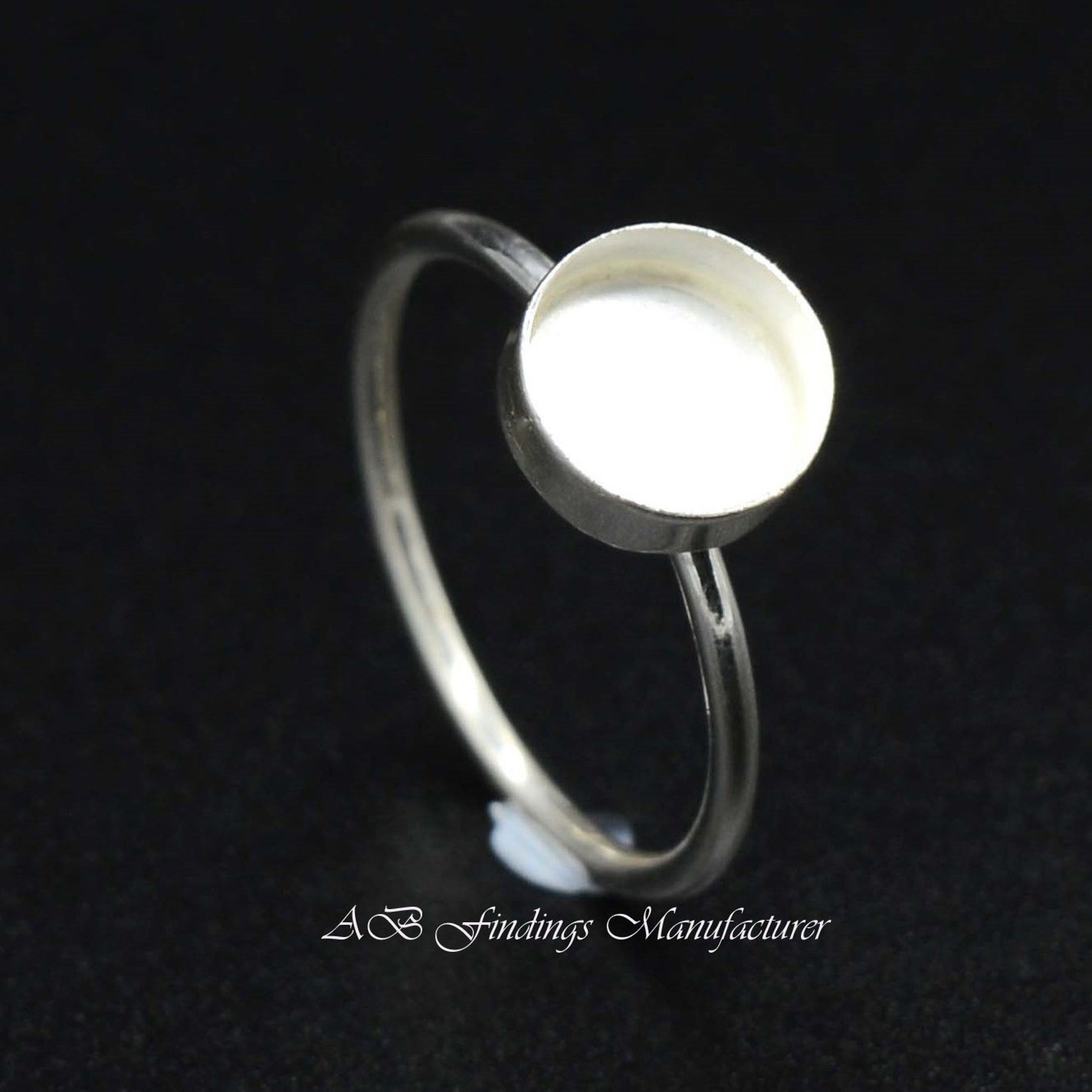 925 Sterling Silver Round Blank Bezel Cup Ring Round | Etsy
