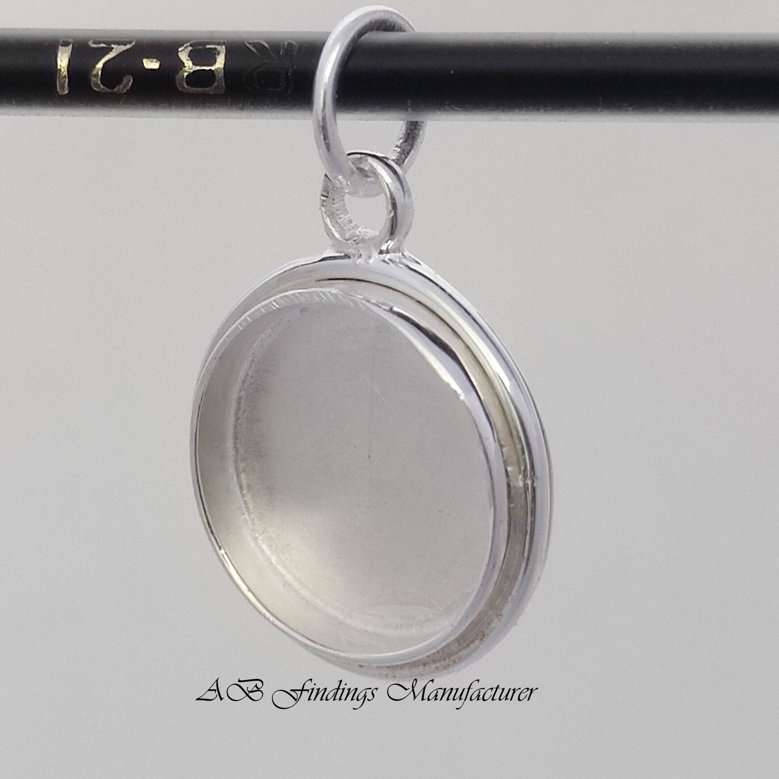 Sterling Silver Round Bezel Pendant: Cabochon Stone Setting, DIY ...
