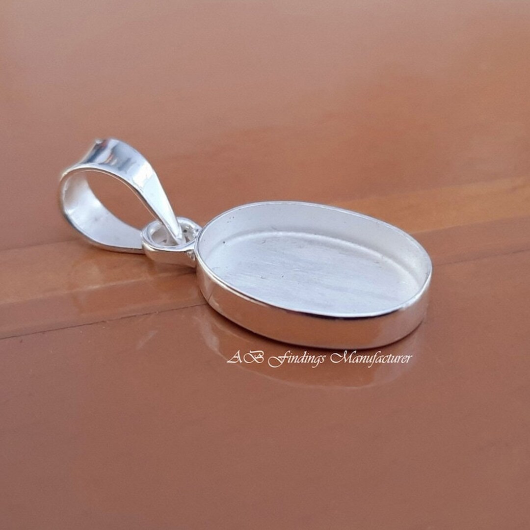 Sterling Silver Oval Bezel Cup Pendant: DIY Cabochon Setting - Etsy