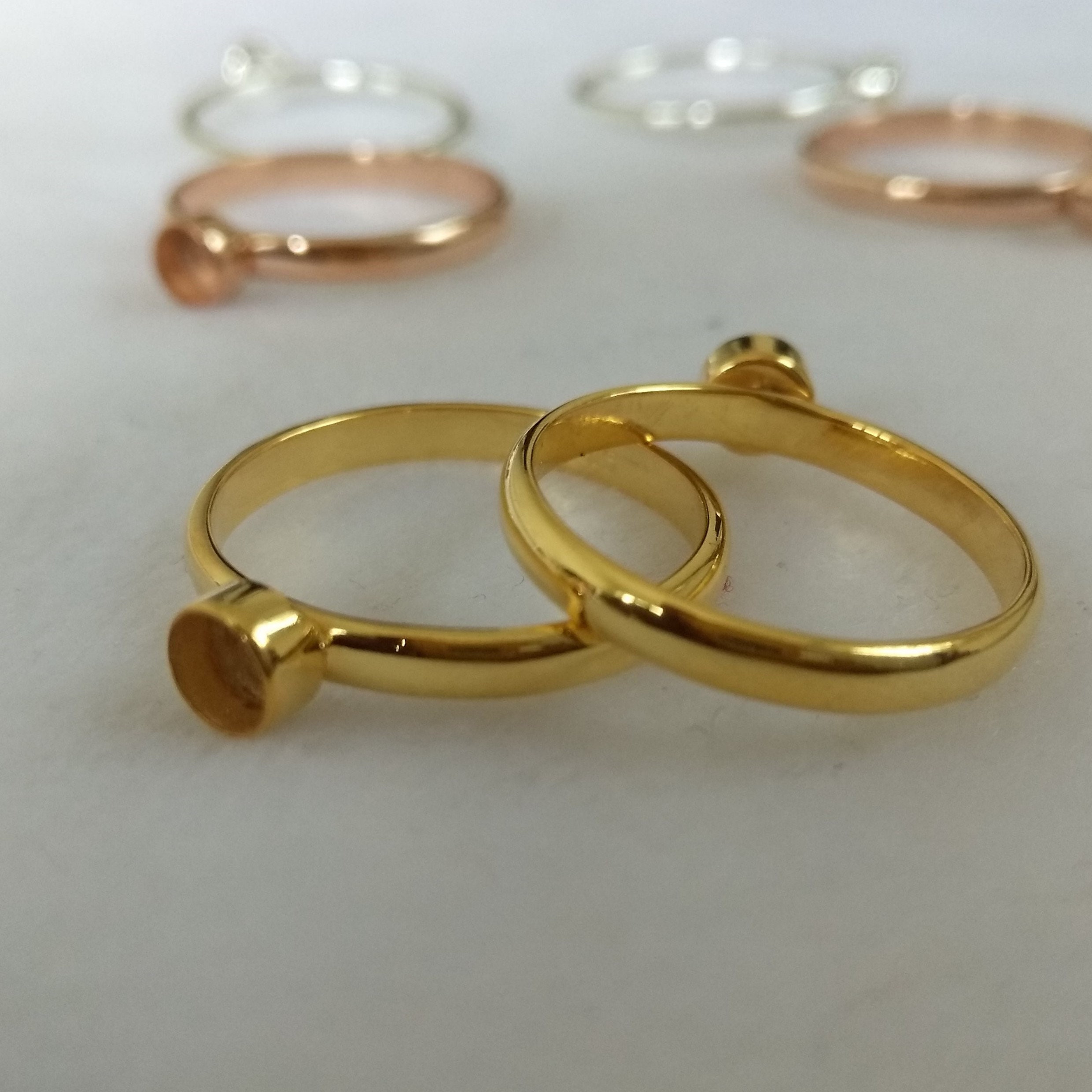 925 Sterling Silver 4 Mm Round Stone Setting Blank Bezel Ring - Etsy