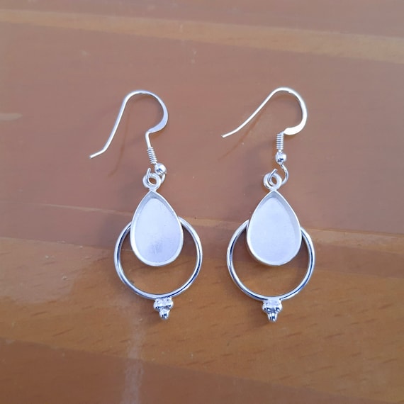 Wholesale DIY Jewelry Supplies 925 Sterling Silver Blank Earrings Designer Pear Blank Earrings Blank Collet Earring Handmade Earring Etsy