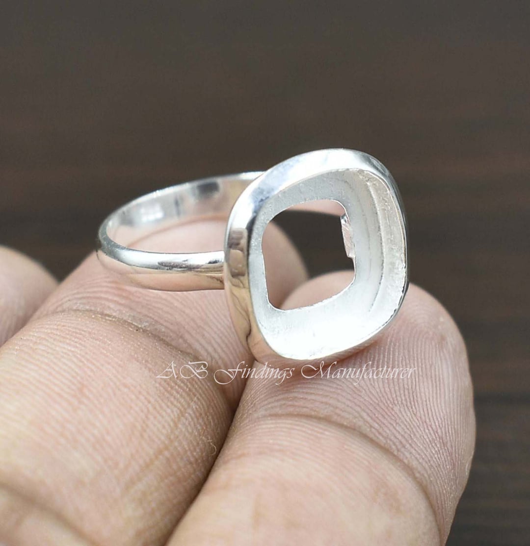 Sterling Silver Cushion Ring Setting: DIY Bezel Blank, Jewelry Making ...