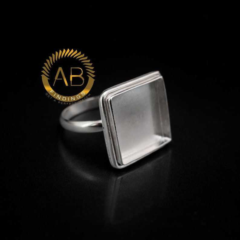 Anillo en forma de copa con bisel cuadrado de plata esterlina: engaste ...