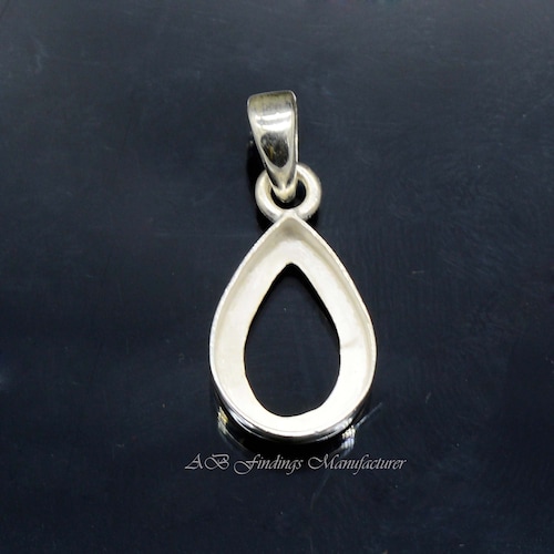 925 Sterling Silver Pear Blank Bezel Cup Pendant Collet - Etsy