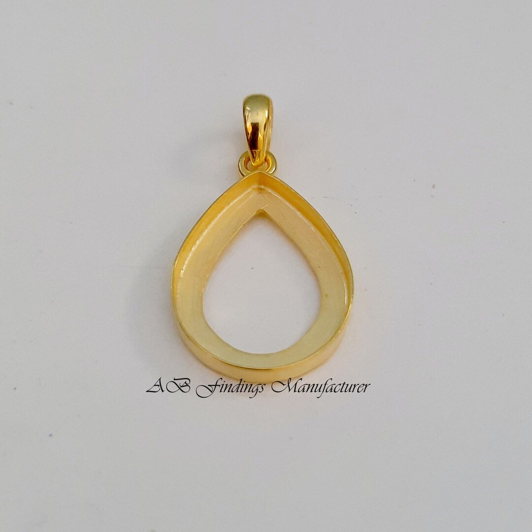 Keepsake 925 Sterling Silver Pear Blank Bezel 18K Gold Plated Cup ...