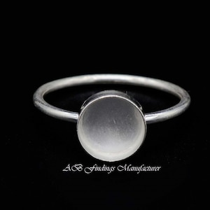 925 Sterling Silver Round Blank Bezel Cup Ring, Round Cabochon, Bezel ...