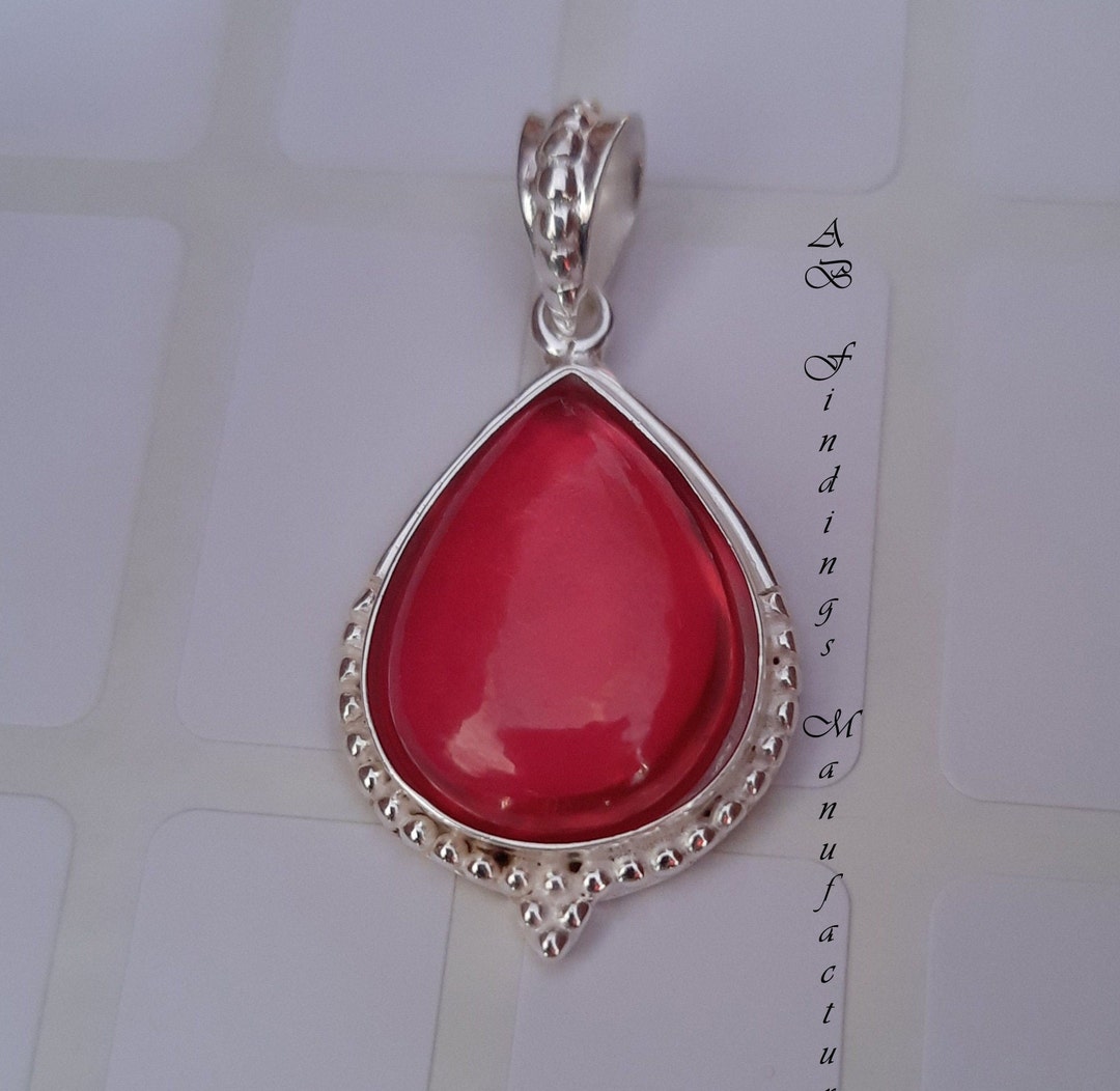 Keepsake 925 Sterling Silver PEAR Stone Setting Bezel Blank Cup Pendant ...